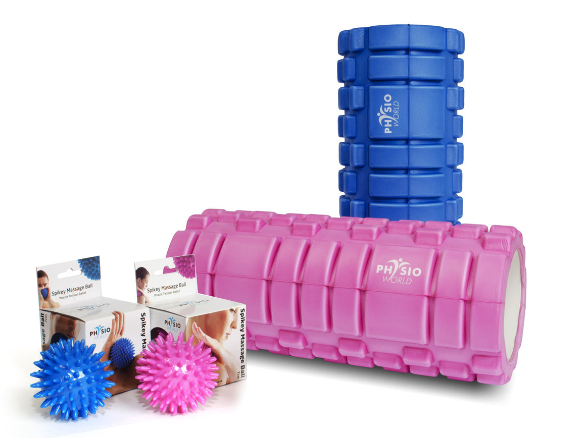 PhysioWorld EVA Grid Foam Roller + 7cm Spikey Massage Ball